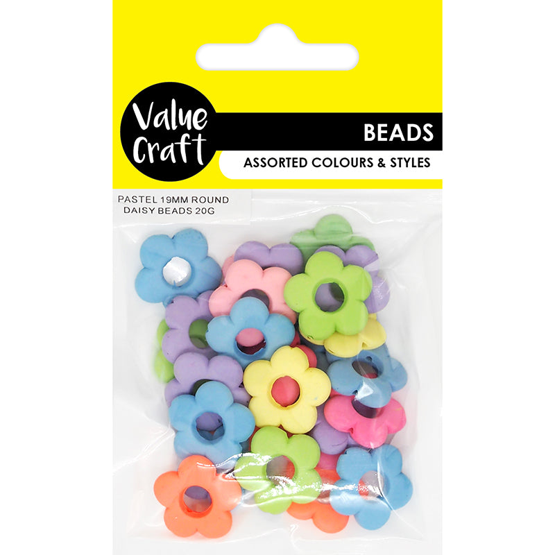 PASTEL 19MM ROUND DAISY BEADS 20G – Arbee Craft