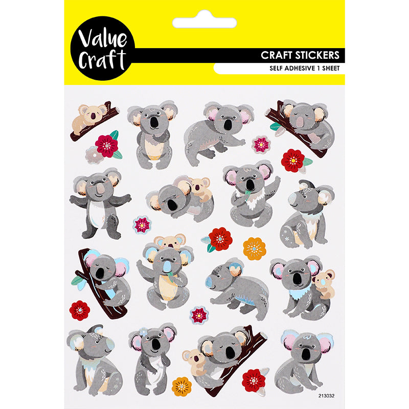STICKERS FOIL KOALAS 1SH – Arbee Craft